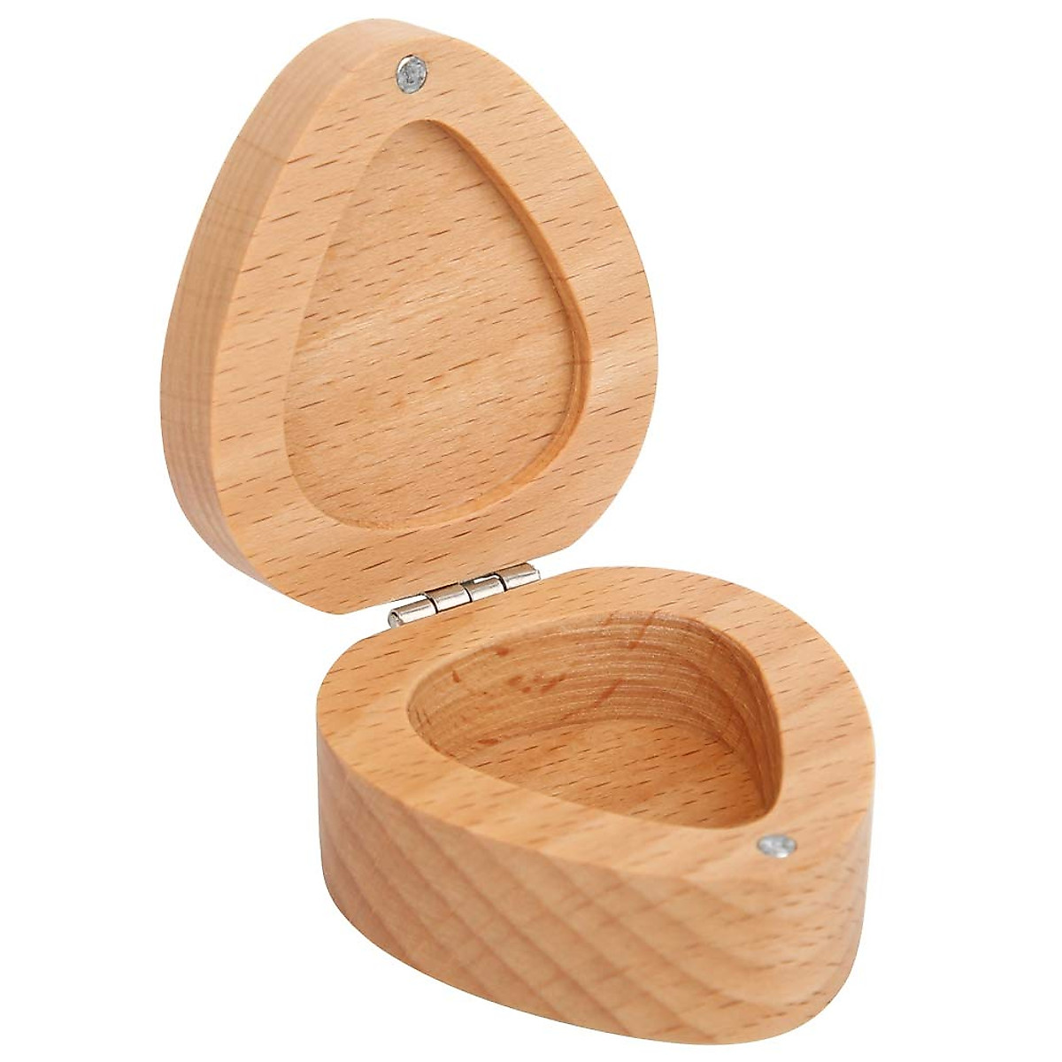 Beech wood pick case, funny heart-shaped small portable box, for guitarist storage