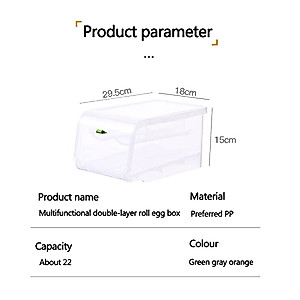 Stackable Large Capacity Egg Drawer Box,Automatic Rolling Egg Storage Rack, Organizer For Fridge Desktop Household Kitchen Farm,Grey