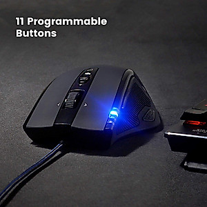 Perixx MX-2000B Programmable Laser Gaming Mouse with Adjustable Weight and RGB Backlight, Black