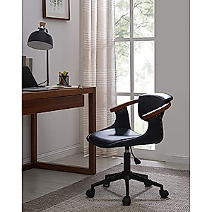 npd furniture and more Darwin PU Bamboo Office Chair, Black/Walnut