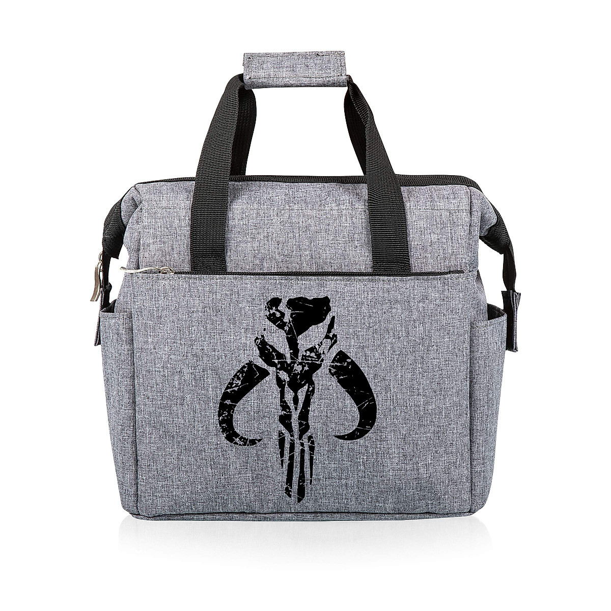 PICNIC TIME Star Wars Mandalorian Mythosaur Skull On The Go Lunch Bag, Soft Cooler Lunch Box, Insulated Lunch Bag, (Heathered Gray) 10 x 6 x 10.5
