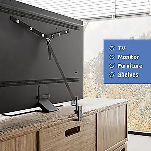 TV Safety Straps, Anti-Tip Straps for Child and Baby Proofing, Flat Screen TV Safety Straps TV Wall Anchors with VESA Mounting, Punch-Free Clamp Metal Connectors, Black