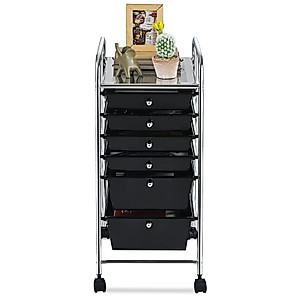 ARLIME 6-Drawer Rolling Storage Cart, Multifunctional Storage Organizer Cart with Wheels, Mobile Utility Cart for Home Office Garage Tools (Black)