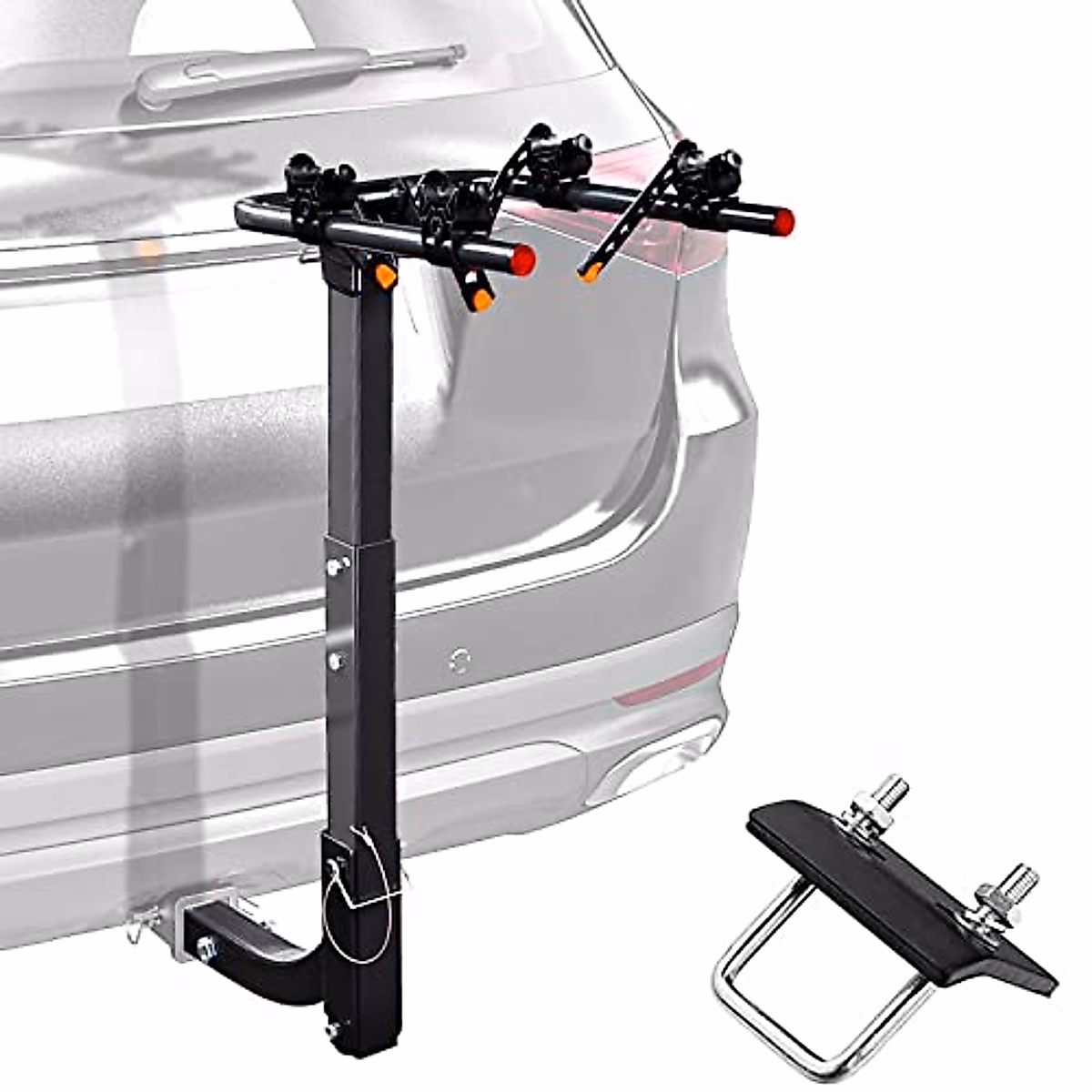 GUDE 2 Bike Rack Hitch Mount Rack, Heavy Duty Alloy Steel Bicycle Carrier with 2'' Hitch Receiver, Double Folding Arms Bicycle Rack for Car SUV Truck