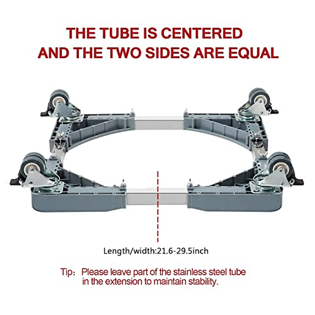 Fridge Stand Mobile Base with 4 Locking Wheels HQO LOVL 21.6”-29.5” Adjustable Furniture Dolly for Washer Dryer Washing Machine Stand Pedestal, Refrigerator Stand (YK15)