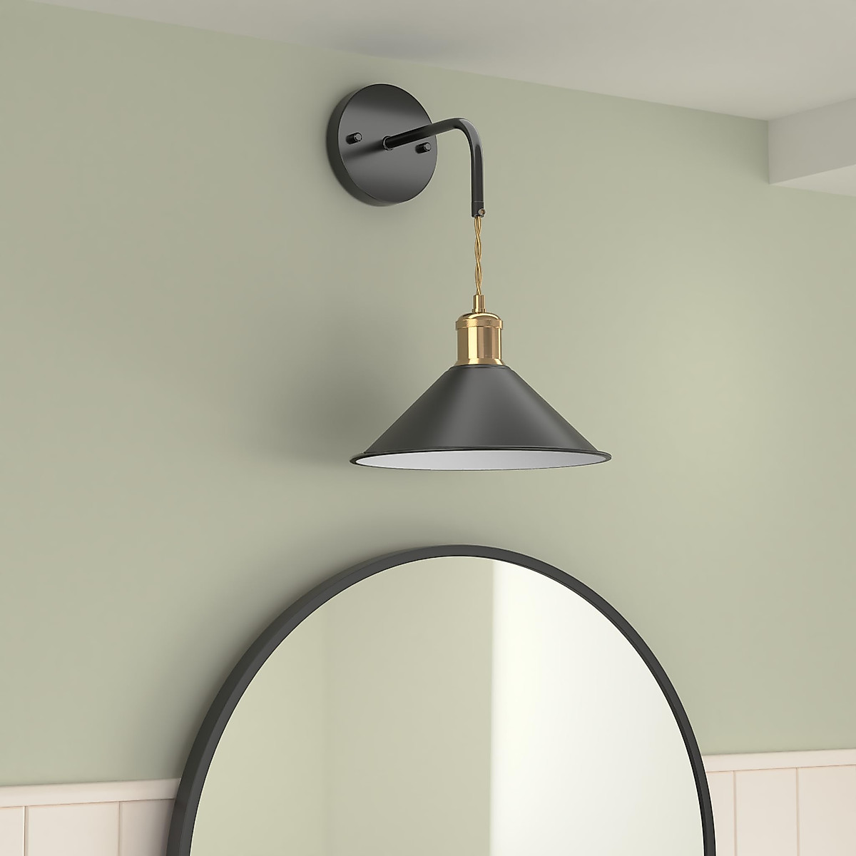 7PMBEANE Black Battery Operated Wall Sconce, Industrial Wall Sconce Set of 2, 13 RGB Cordless or Hardwired Wall Light Fixturewith Remote for Bedroom, Living Room, Hallway