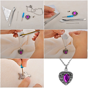 Valyria Personalized Fingerprint Jewelry Polished Blank Stamp Charm Urn Pendant Necklace Memorial Ash Keepsake(Fingerprint with Engraving)