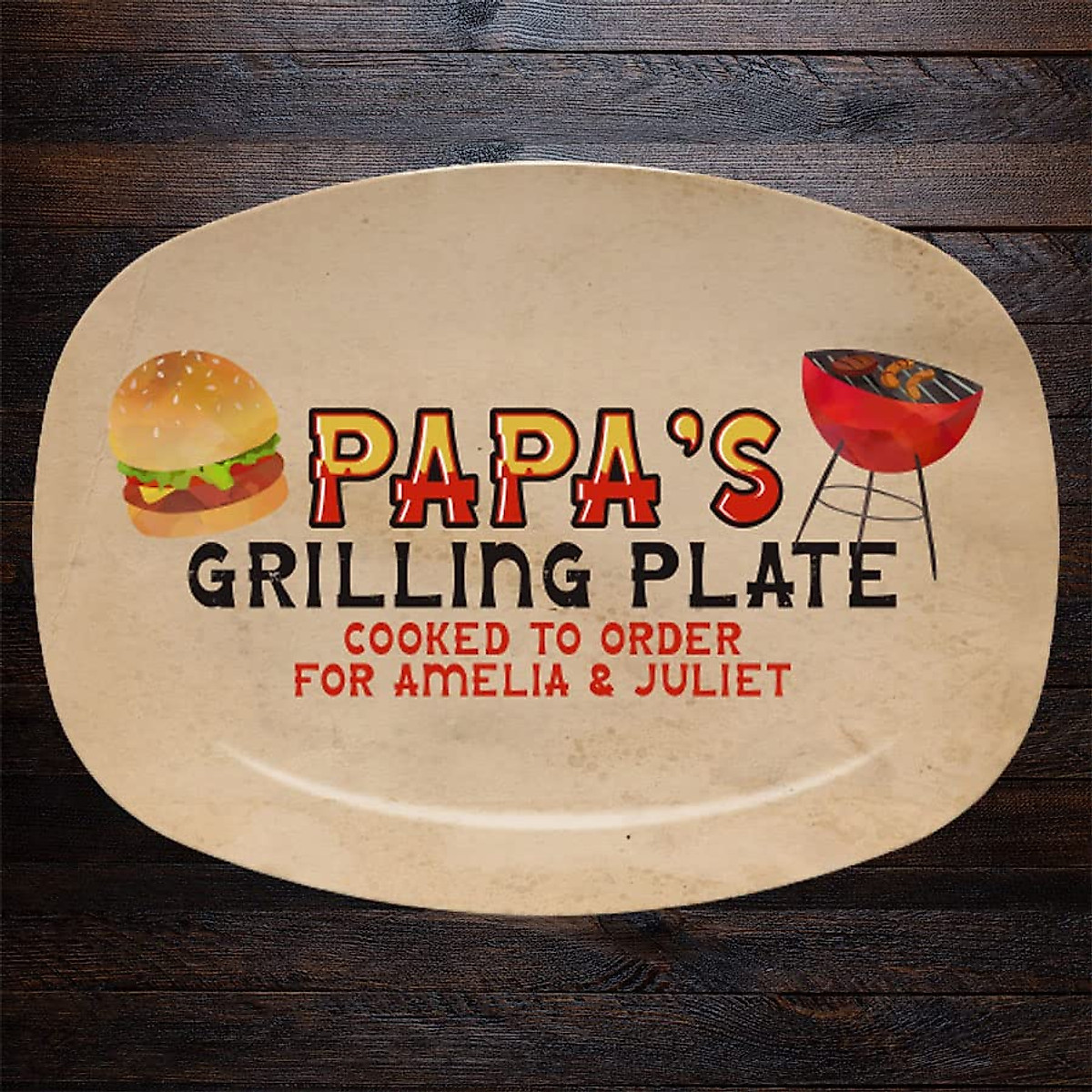 Personalized Barbecue Grilling Plate Custom Christmas Gifts for Dad Custom BBQ Grill Platter Daddy's Grilling Plate Gift Ideas for Grandfather Serving Trays Serving Plates for Fish Dish, Steak