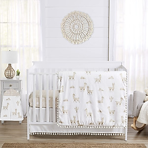 Sweet Jojo Designs Boho Llama Baby Boy Girl Nursery Crib Bedding Set - 4 pieces - Gender Neutral Beige Taupe Tan Bohemian Southwest Watercolor Mountain Cactus Alpaca Farmhouse Animal Aztec Geometric