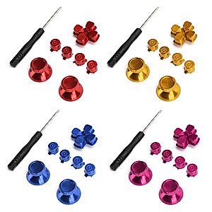 4 Pack Thumbstick,Simulates Grip Metal Aluminum Alloy Thumbsticks Analog Replacement for PS4 Gamepad Controller Joystick Replacement with Screwdriver(Yellow)