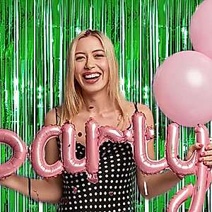 Sdfsdf 9 Pack 3.3 x 8.2 ft Foil Curtains Fringe Curtains Tinsel Backdrop Metallic Shimmer Curtains Photo Booth Props for Birthday Wedding Party Christmas Decorations (Green)