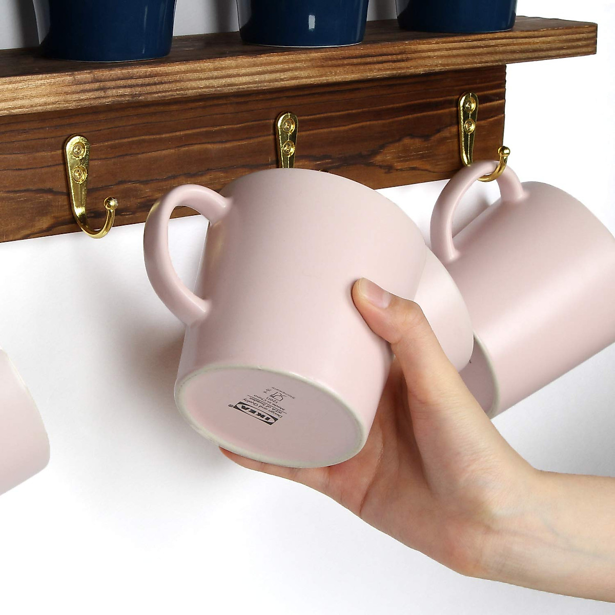 JACKCUBE Design Coffee Mug Rack Holder Wall Mount for 20 Coffee Tea Cup Storage Hanger Organizer Shelf with Coffee Sign for Home Kitchen Cafe Bar Decor - MK737B