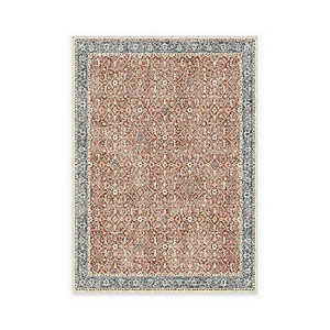 RUGGABLE Celestine Washable Rug - Perfect Vintage Area Rug for Living Room Bedroom Kitchen - Pet & Child Friendly - Stain & Water Resistant - Coral 5'x7' (Standard Pad)