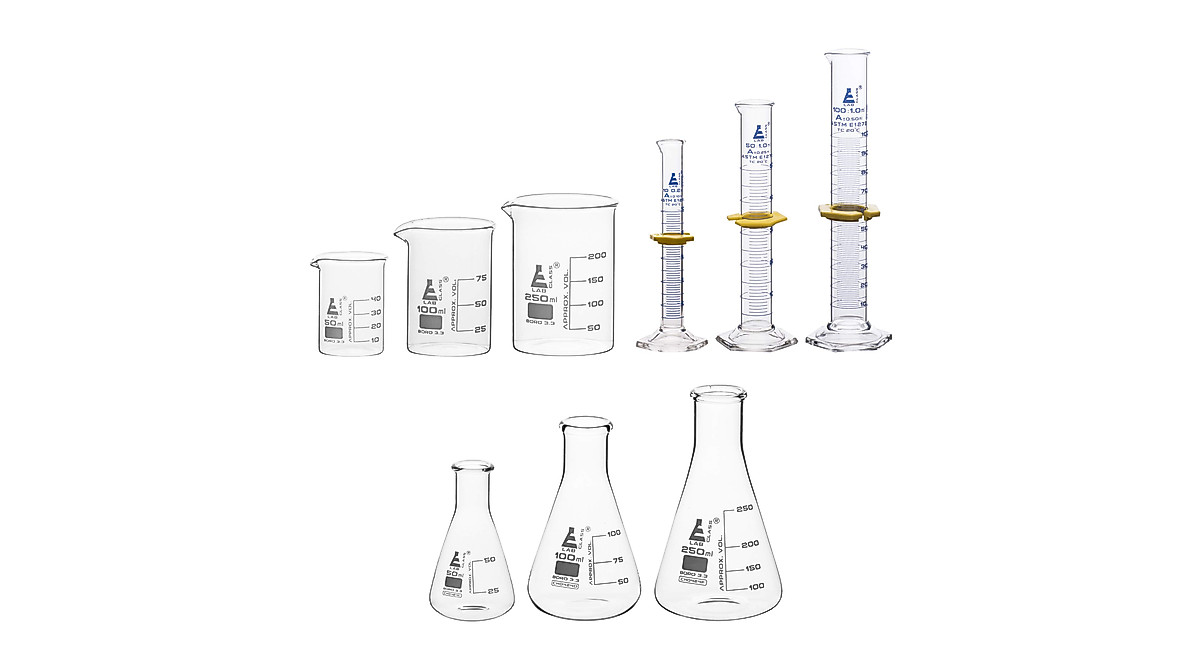 Chemistry Lab Glassware Set - 9 Pieces for Lab & Education