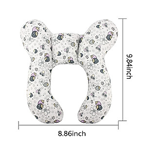 WENDSIM Baby Travel Pillow ，Baby Head Neck Body Support Pillow for Newborn Infant Toddler，Baby Travel Pillow for Pushchair,Car Seat,Travel (Strawberry Flower)