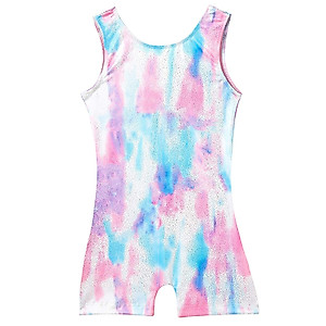 Domusgo Girls Gymnastics Leotards 1t 2t Shiny Nenon Love Heart Biketard with Shorts Cute Pro Scrawl Dancewear for Children Party Competition