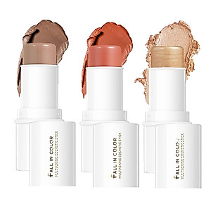 MEICOLY Makeup Sticks Kit, Contour Stick,Blush Stick, Highlight Stick,Facial Repair Bronzer Shading Stick, Cruelty Free Multi Stick Trio Cream Face Blush for Cheeks Lip Eye,02