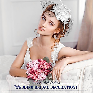 Jeyiour 15 Pcs Tea Party Hats for Women 20s Fascinators Pillbox Hats Headwear with Veil Flower Feathers for Wedding Church Tea Party