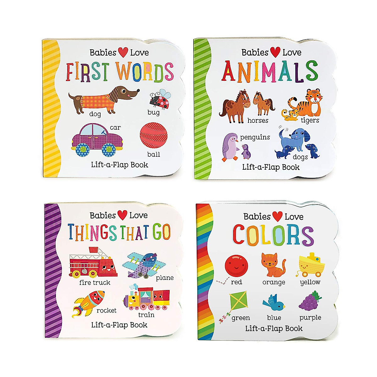 4 Pack Babies Love Learning Lift-a-Flap Boxed Set: First Words, Animals, Colors, and Things That Go (Chunky Lift a Flap)