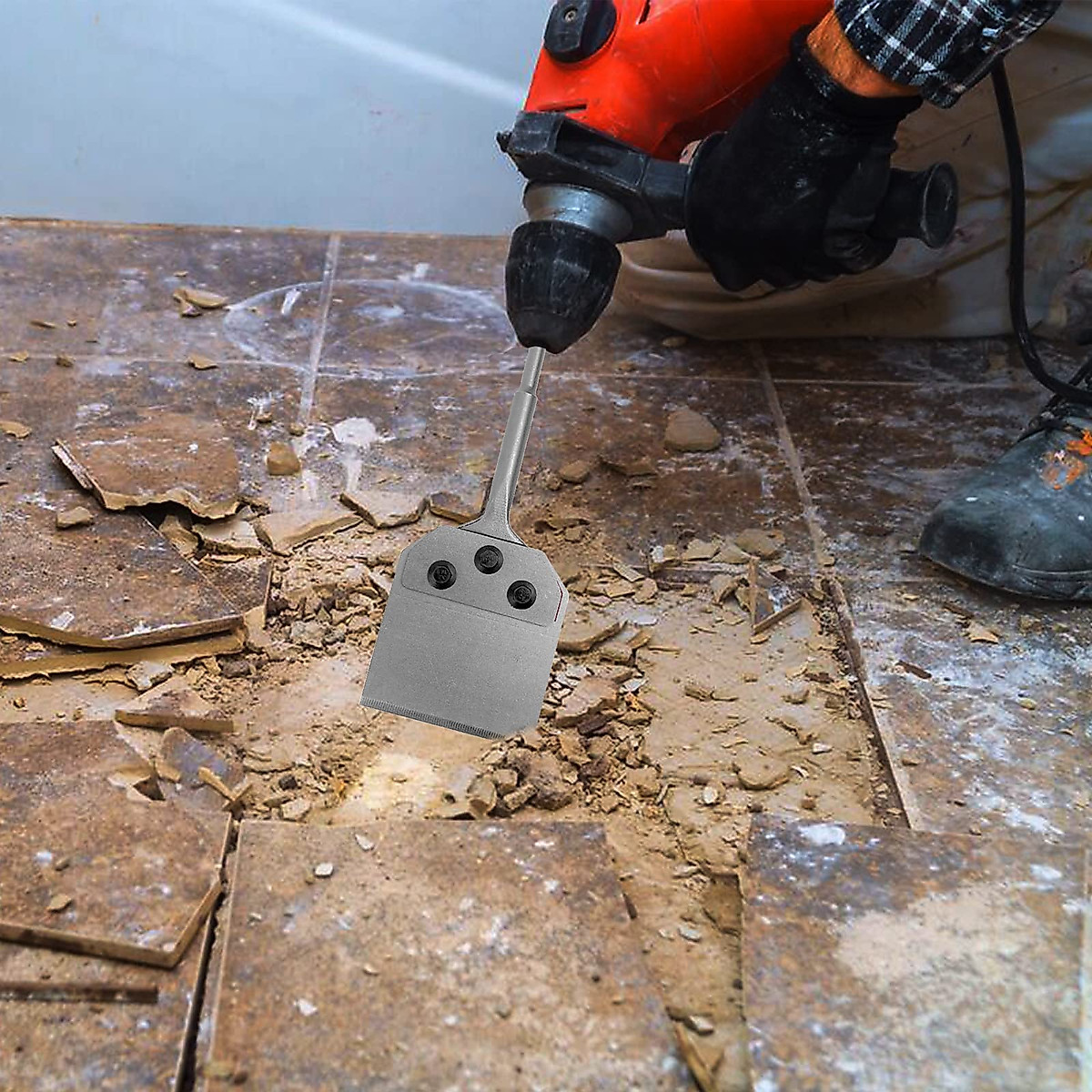 JACKCHEN SDS-Plus Floor Scraper Tile & Thinset Scaling Chisel Thinset Scraper Adhesives Remover Wall Scraper Fits SDS-Plus Rotary Hammer