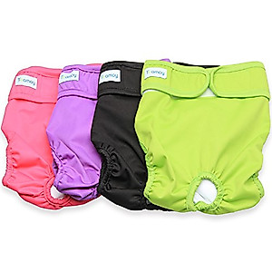 Teamoy 4pcs Washable Female Dog Diapers, Reusable Doggie Diaper Wraps for Female Dogs, Super-Absorbent and Comfortable, Large