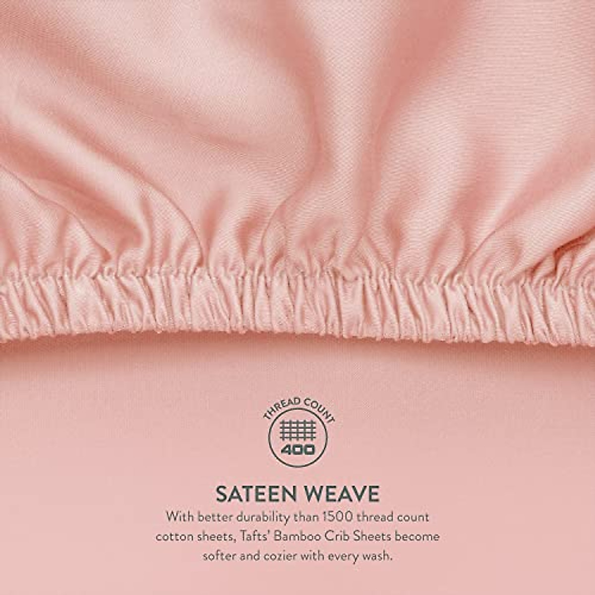 TAFTS Bamboo Crib Sheet Fitted, Girls Boys & Unisex 100% Organic Bamboo Crib Sheet for Standard Crib and Toddler Mattress, Luxuriously Soft, Cool, 360 Elasticized, (28" x 52" Blush)