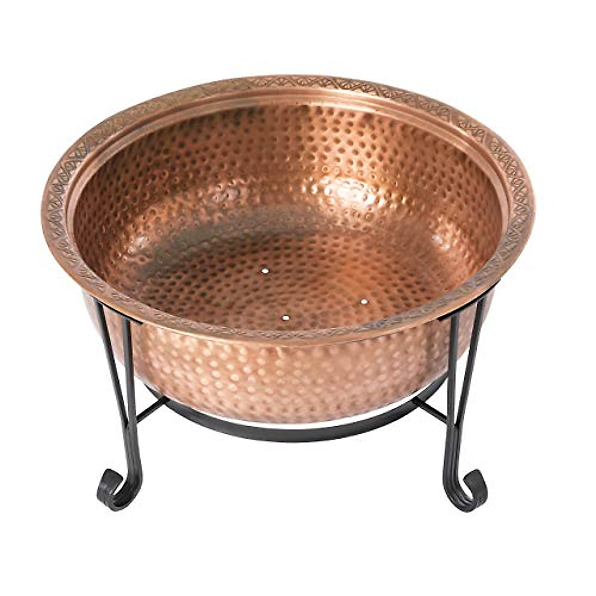 Fire Sense 62665 Fire Pit Palermo Copper with Steel Stand Wood Burning Lightweight Portable Outdoor Firepit Included Mesh Spark Screen Steel Grate Screen Lift Tool & Vinyl Weather Cover - 26.5"
