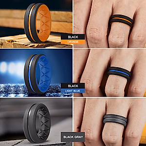 Egnaro Silicone Ring Men 1/4/6 Multipack Breathable Mens Silicone Rubber Bands Wedding Rings for Men Engagement Bands - 8mm Width 2mm Thickness…