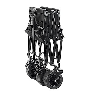 VEVOR Collapsible Folding Wagon Cart, 220lbs Heavy Duty Wagons Carts Foldable with Wheels, Outdoor Portable Garden Cart Utility Wagon for Groceries Camping Sports with Large Capacity & Drink Holder