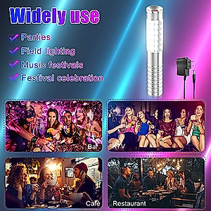 2PCS LED Strobe Baton Light Bright Rechargeable LED Light Club Signs for Bottle Service Reusable Nightclub Parties (Gold+Sliver)