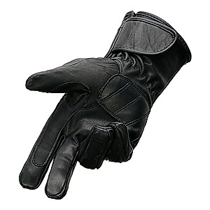 Milwaukee Leather SH451 Men's Black Leather Gauntlet Racing Motorcycle Hand Gloves with Wrist and Knuckle Padding Protection - 3X-Large