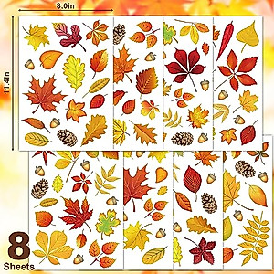 Suponar Fall Window Clings, 8 Sheet Fall Window clings for Glass Windows, Fall Decorations for Home, Fall Leaves Window Stickers for Thanksgiving Autumn Fall Décor