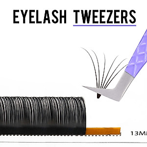 Fiber Tip Lash Tweezers For Eyelash Extension Tweezers Professional Artist Tech Work Kit Tools,Best Volume Eyelash Lashes Extensions Purple Tweezers Precision Supplies(Boot)