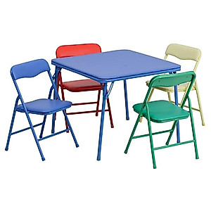 Flash Furniture Kids Colorful 5 Piece Folding Table and Chair Set
