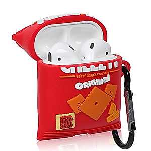 Joyleop Cheez Cookie Case for Airpods 1/2, Cute Cartoon Fun Funny 3D Food Design Kids Girls Teens Boys Cover, Kawaii Cool Stylish Fashion Soft Silicone Character Trendy Air pods Cases for Airpod 1&2