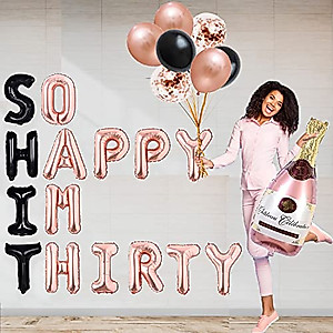 30th Birthday Ballloons, So Happy Im Thirty Balloons Black and Rose Gold, Funny 30th Birthday Balloons, 30th Birthday Banner, 30th Birthday Decorations, 30th Birthday Gift Ideas