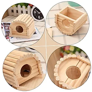 Balacoo 1Pc Hamster Villa Cabin Hamster House Hamster shelter Toy Hamster Guinea Pig Ladder House Rat Hideout Hedgehog Hamster Cabin Wooden Hut Hamster cage Sleeping nest Chinchilla pet