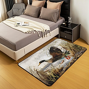 Mallard Duck Rugs for Living Room Bedroom Boys Girls Wild Duck Hunting Area Rug 5x7 for Kids Women Men Ultra Soft Lodge Cabin Farmhouse Decorative Carpet Floor Mat Room Decor