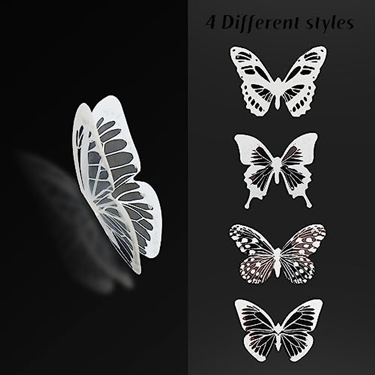 ALXBSONE 3D Butterfly Wall Stickers 72 Pcs, PVC Wall Sticker Decoration, Multiple Styles Butterfly Shape, Party Decals, for Bedroom Kids Nursery Classroom Wedding Decoration(White)
