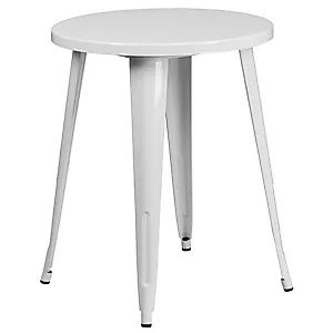 Flash Furniture Webb Commercial Grade 24" Round White Metal Indoor-Outdoor Table
