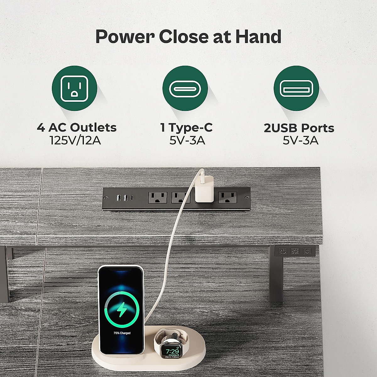 Huuger 47 Inch Computer Desk with Power Outlets and LED Lights, Gaming Desk with 4 Drawers, Office Desk with Monitor Stand, Study Desk Work Desk for Home Office, Small Spaces, Gray