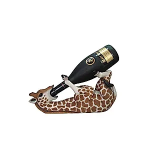 DWK Tall Drink Giraffe Decorative Table Top Wine Bottle Holder | Home Bar Decor | Wine Accessories for a Wine Bar | Kitchen Organization | Great Gifts for Her - 13.5"