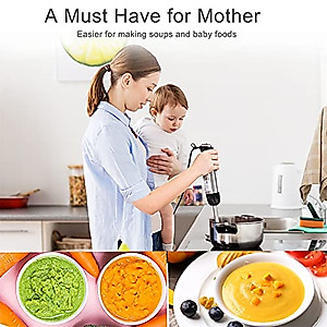 Keylitos 5-in-1 Immersion Hand Blender, Powerful 12-Speed Handheld Stick Blender with 304 Stainless Steel Blades, Chopper, Beaker, Whisk and Milk Frother for Smoothie, Baby Food, Sauces Red,Puree, Soup (Black)