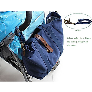 Diaper Tote Bag Mom Shoulder Bag Baby Canvas Nappy Bag For Boys And Girls M02 (blue)