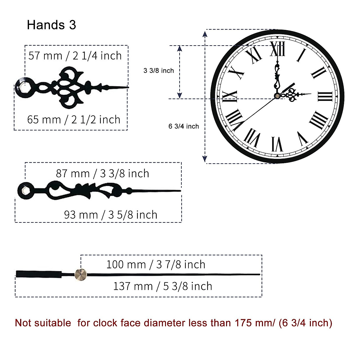 EMOON Clock Movement Mechanism with 3 Pack Clock Hands, Silent Sweep Quartz Clock Motor Kit, for Clock Repair DIY Replacement, Custom Clock