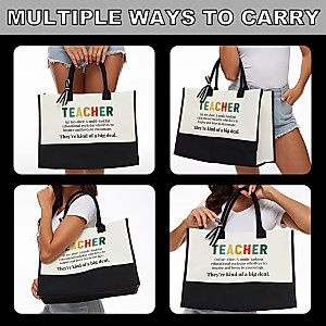 YUANHAO Teacher Gifts for Women, Teacher Appreciation Gifts, Teachers Day Gifts, Teacher Valentines Day Gifts, Teacher Canvas Tote Bag Grocery Reusable Bag