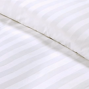 Amolavet Hotel Collection Duvet Cover King Size 100% Cotton Satin White Striped with Zipper Closer Comforter Cover King Size 3 Pcs Set 104x90 Inches (1 Duvet Cover & 2 Pillow Shams) King Quilt Cover