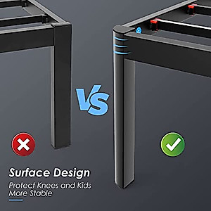 Devo Twin Bed Frame 14 Inch Heavy Duty Metal Platform Beds No Box Spring Needed with Sturdy Steal Slats Mattress Foundation Support Up to 2000 lbs,Easy Assembly, Noise Free,76x40inch, Black