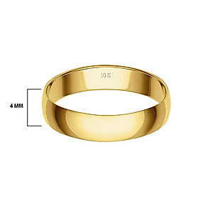Women's 4MM Solid Gold Rings – Classic, Lightweight 10K Yellow Gold Jewelry; Durable Plain Wedding Band for Women; Comfortable, Well-Polished Womens Wedding Bands, Size 8.5, by Brilliant Expressions