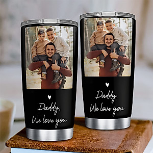 wowcugi Personalized Tumbler For Dad 20oz 30oz Love You Daddy Photo Picture Stainless Steel Insulated Tumblers Coffee Travel Mug Dad Gifts For Birthday Fathers Day Father Gift From Daughter Son